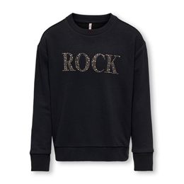 KIDS Only Mädchen Sweatshirt "KOGAMY LIFE LS STONES O-NECK BOX UB SWT", schwarz, Gr. 122, bedruckt, Sweatware, Obermaterial: 65% Polyester, 35%