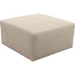 Polsterhocker WERK2, B:80cm H:41cm T:80cm, beige, 90% Polyester, 10% Nylon, Hocker, "Zeus-XL", Curvy Trend Hocker mit urbaner Optik