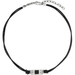 s.Oliver Herren Kette mit Anhänger "2038006", Edelstahl Leder, L: 50, schwarz, Edelstahl, Leder, Halsketten