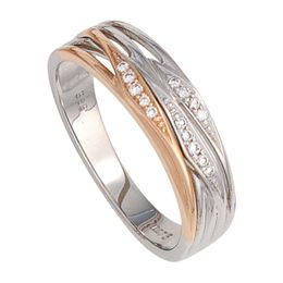 Jobo Damen Diamantring, 54, SI = kleine Einschlüsse, Diamanten Roségold 585 Weißgold 585, rosa, Diamanten, Roségold 585, Weißgold 585, Fingerringe,