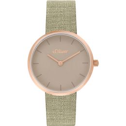 s.Oliver Damen Quarzuhr, rosa, Armbanduhren, Armbanduhr, Damenuhr, analog, Textilarmband