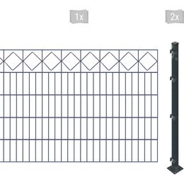 Arvotec Doppelstabmattenzaun "ESSENTIAL 100 zum Aufschrauben "Karo" mit Zierleiste", H/L: 100cm x 2m, Pfosten: 2 Stk., grau, Zaunelemente, Zaunhöhe