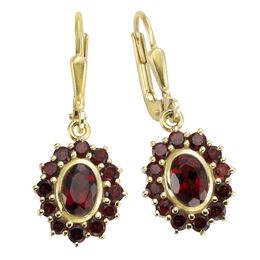 Vivance Damen Paar Ohrh&auml;nger "333/- Gelbgold mit Granat", one-size, Gold, gelb, Gold, Ohrringe