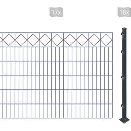 Arvotec Doppelstabmattenzaun "ESSENTIAL 120 zum Aufschrauben "Karo" mit Zierleiste", H/L: 120cm x 34m, Pfosten: 18 Stk., grau, Zaunelemente, Zaunhöhe