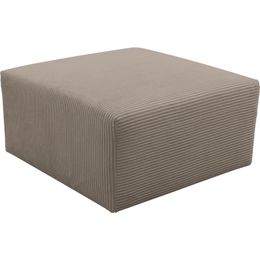 Polsterhocker WERK2, B:80cm H:41cm T:80cm, beige, 90% Polyester, 10% Nylon, Hocker, "Zeus-XL", Curvy Trend Hocker mit urbaner Optik