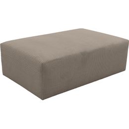 Polsterhocker WERK2, B:120cm H:41cm T:80cm, beige, 90% Polyester, 10% Nylon, Hocker, "Zeus-XL", Curvy Trend Hocker mit urbaner Optik