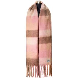 Chillouts Damen XXL-Schal "Gero Scarf", pink, kariert, mehrfarbig, Kunstfaser, Modetücher, mit dicken Fransen