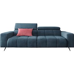 2-Sitzer DOMO collection, B:238cm H:79cm T:104cm, blau, 100% Polyester, Sofas, "Trento, mit Kufenfu&szlig; oder Einzelfu&szlig;", wahlweise mit