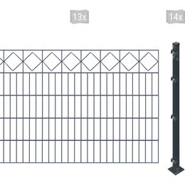 Arvotec Doppelstabmattenzaun "ESSENTIAL 100 zum Aufschrauben "Karo" mit Zierleiste", H/L: 100cm x 26m, Pfosten: 14 Stk., grau, Zaunelemente, Zaunhöhe