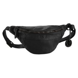 Harbour 2nd Damen Bauchtasche "Jamie", grau, Leder, unifarben, washed, Taschen, Umhängetasche Gürteltasche mit Logo-Anhänger