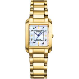 Citizen Damen Solaruhr, gold, Armbanduhren, Armbanduhr, Damenuhr, Edelstahlarmband, Saphirglas