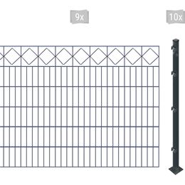 Arvotec Doppelstabmattenzaun "ESSENTIAL 120 zum Aufschrauben "Karo" mit Zierleiste", H/L: 120cm x 18m, Pfosten: 10 Stk., grau, Zaunelemente, Zaunhöhe