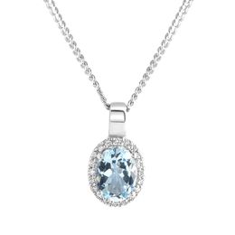 Damen Kette mit Anh&auml;nger "Wei&szlig;gold 585 mit echtem Aquamarin und 20 Diamanten zus. 0,09ct.", 42/45cm, Gold, L: 45, blau, Diamonds by Ellen K., Gold,