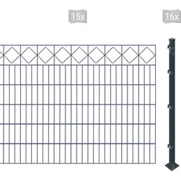 Arvotec Doppelstabmattenzaun "ESSENTIAL 120 zum Aufschrauben "Karo" mit Zierleiste", H/L: 120cm x 30m, Pfosten: 16 Stk., grau, Zaunelemente, Zaunhöhe