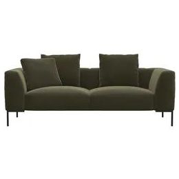 3-Sitzer FLEXLUX "Sava", grün (moss grün), B:243cm H:94cm T:97cm, 100% Polyester, Sofas, Taschenferderkern-Sitz mit Kaltschaum, lose Rücken- & Dekokissen