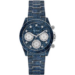 Guess Damen Multifunktionsuhr "INDIGO", blau, Armbanduhren, Quarzuhr, Armbanduhr, Damenuhr, Datum, 12/24-Std.-Anzeige