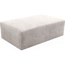 Polsterhocker WERK2, B:120cm H:41cm T:80cm, beige, 100% Polyester, Hocker, "Zeus-XL", Curvy Trend Hocker mit urbaner Optik