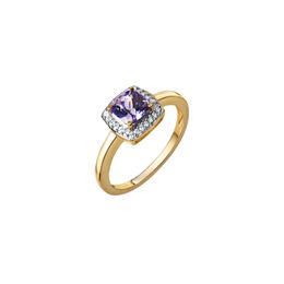 Vivance Damen Fingerring "585 Gold mit echtem Tansanit und Brillant 0,109ct.", 018 (57,0), 1,09 P1 = bei 10-facher Vergrößerung erkennbare