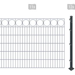 Arvotec Doppelstabmattenzaun "ESSENTIAL 120 zum Aufschrauben "Ring" mit Zierleiste", H/L: 120cm x 22m, Pfosten: 12 Stk., grau, Zaunelemente, Zaunhöhe