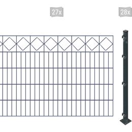 Arvotec Doppelstabmattenzaun "ESSENTIAL 100 zum Aufschrauben "Karo" mit Zierleiste", H/L: 100cm x 54m, Pfosten: 28 Stk., grau, Zaunelemente, Zaunhöhe