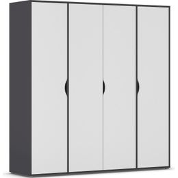 Drehtürenschrank Rauch "Kleiderschrank Schrank Garderobe Wäscheschrank NARAI viel Stauraum", grau (graumetallic, alpinweiß), B:187cm H:194cm T:53cm, Holzwerkstoff, Schränke, Griffausfräsungen für eine grifflose Optik TOPSELLER MADE IN GERMANY