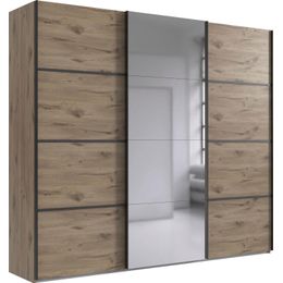 Schwebetürenschrank wimex "Jork Kleiderschrank mit Spiegel BESTSELLER Design Schrank", viking, oak, nachbildung, abgesetzt graphit, B:270cm H:208cm T:65cm, Holzwerkstoff, Spanplatte, Schränke, Schrank in verschiedenen Größen und Innenausstattungsvarianten