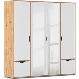 Drehtürenschrank Rauch "Kleiderschrank Schrank Garderobe Wäscheschrank NARAI mit Schubladen", weiß (eiche artisan, alpinweiß), B:187cm H:194cm T:53cm, Holzwerkstoff, Schränke, Griffausfräsungen für eine grifflose Optik TOPSELLER MADE IN GERMANY