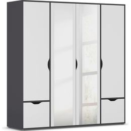 Drehtürenschrank Rauch "Kleiderschrank Schrank Garderobe Wäscheschrank NARAI mit Schubladen", grau (graumetallic, alpinweiß), B:187cm H:194cm T:53cm, Holzwerkstoff, Schränke, Griffausfräsungen für eine grifflose Optik TOPSELLER MADE IN GERMANY