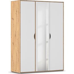 Drehtürenschrank Rauch "Kleiderschrank Schrank Garderobe Wäscheschrank NARAI mit Spiegel", weiß (eiche artisan, alpinweiß), B:140cm H:194cm T:53cm, Holzwerkstoff, Schränke, Griffausfräsungen für eine grifflose Optik TOPSELLER MADE IN GERMANY