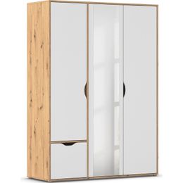 Drehtürenschrank Rauch "Kleiderschrank Schrank Garderobe Wäscheschrank NARAI mit Schubladen", weiß (eiche artisan, alpinweiß), B:140cm H:194cm T:53cm, Holzwerkstoff, Schränke, Griffausfräsungen für eine grifflose Optik TOPSELLER MADE IN GERMANY