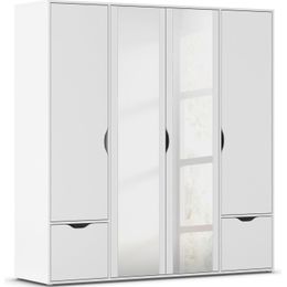 Drehtürenschrank Rauch "Kleiderschrank Schrank Garderobe Wäscheschrank NARAI mit Schubladen", weiß (alpinweiß), B:187cm H:194cm T:53cm, Holzwerkstoff, Schränke, Griffausfräsungen für eine grifflose Optik TOPSELLER MADE IN GERMANY