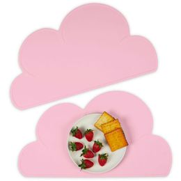 Platzdeckchen Kinder, 2er Set, Wolke, rutschfest, abwaschbar, Tischset Baby, b x t: 47,5 x 26,5 cm, rosa - Relaxdays