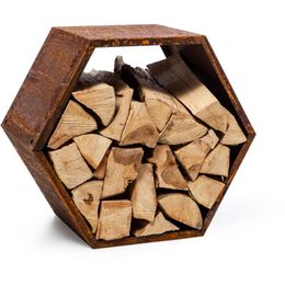 Hexawood Rust Holzspeicher Hexagon-Form 50,2x58x32cm - Blumfeldt