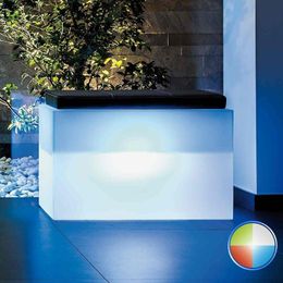 Sitzbank mit Led Rechteckig aus Harz mod. Roomy 80x35 cm mit muticolor Led