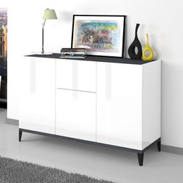 AHD AMAZING HOME DESIGN Sideboard 3 Türen Schublade 120x40cm Wohnzimmer Eingang Küche Rachel