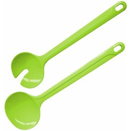 Fackelmann - Salatbesteck tropical, Salatgabel und -löffel aus Kunststoff, Vorlegebesteck mit ergonomisch geformtem Griff (Farbe: Grün), Menge: 1