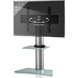 Vcm TV Standfuß mit Zwischenboden Alu Fernseh Ständer ESG-Sicherheitsglas Maße ca. H. 111 x B. 80 x T 40 cm - Zental