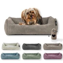 Rohrschneider &reg; Hundebett waschbar f&uuml;r kleine Hunde mit Hundekissen Cord (ca. 55x42 cm) inkl. Gassibeutel