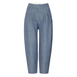 Chinohose Fransa "Chinohose FRDESU PA 1", Damen, Gr. 36, N-Gr, blau (dusty blau melange), Obermaterial: 70% Polyester PES. 29% Viskose LENZING ECOVERO CV LenzEcov. 1% Elasthan EL., elegant, relaxed fit normal, Hosen