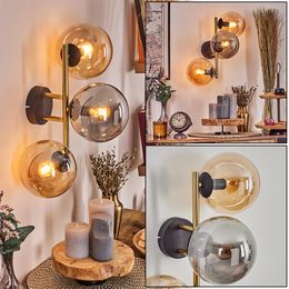 hofstein Gastor Wandleuchte Glas 15 cm Gold, Schwarz, 3-flammig