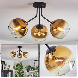 hofstein Koyoto Deckenleuchte Glas 15 cm Gold, Klar, 3-flammig