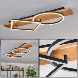 hofstein Pompu Deckenleuchte LED Holz hell, Schwarz, 1-flammig