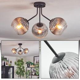 hofstein Koyoto Deckenleuchte Glas 15 cm Klar, Rauchfarben, 3-flammig