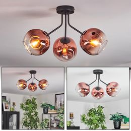 hofstein Ripoll Deckenleuchte Glas 15 cm Klar, Kupferfarben, 3-flammig