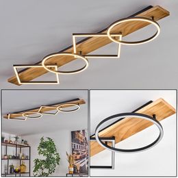 hofstein Pompu Deckenleuchte LED Holz hell, Schwarz, 1-flammig