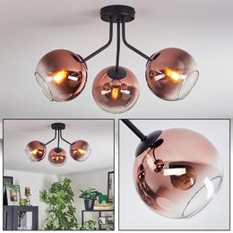 hofstein Koyoto Deckenleuchte Glas 15 cm Klar, Kupferfarben, 3-flammig