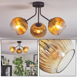 hofstein Koyoto Deckenleuchte Glas 15 cm Gold, Klar, 3-flammig