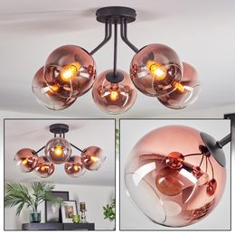 hofstein Koyoto Deckenleuchte Glas 15 cm Klar, Kupferfarben, 5-flammig