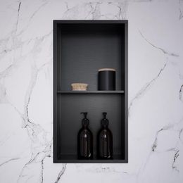 Viverso x wall Edelstahl-Wandnische B: 300 mm H: 600 mm, mit Slim-Rahmen und Ablage, VU9802BB,