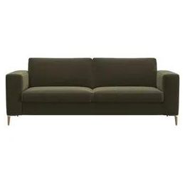 2,5-Sitzer FLEXLUX "Fiore, super Sitzkomfort durch Kaltschaum", grün (moss grün), B:196cm H:85cm T:92cm, 100% Polyester, Sofas, breite Armlehnen, Füße Alu+ Eiche